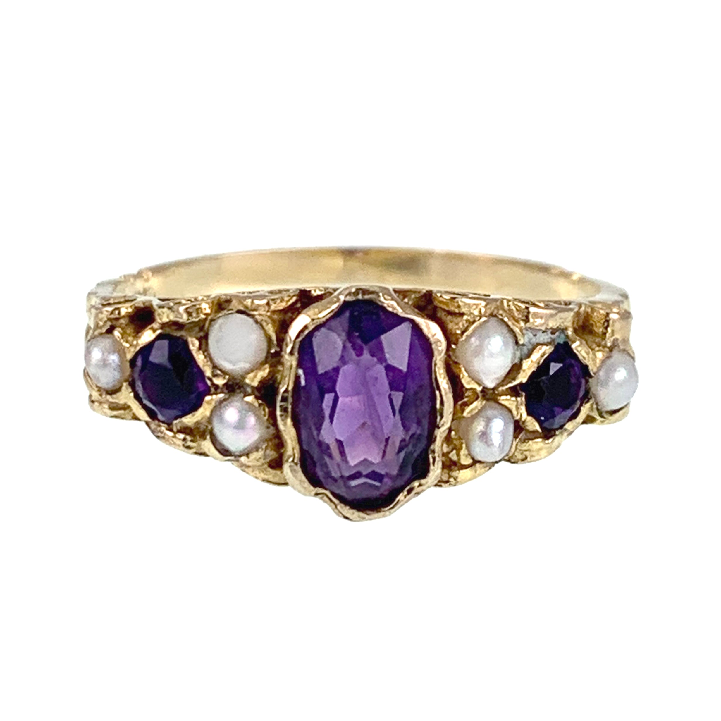 Vintage Victorian Revival 9K, Amethyst & Pearl Ring – The Lovelie Jewels