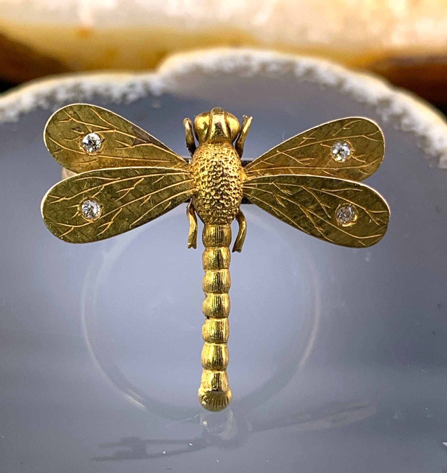 Antique Art Nouveau 18K, 14K & Diamond Dragonfly Conversion Ring – The ...